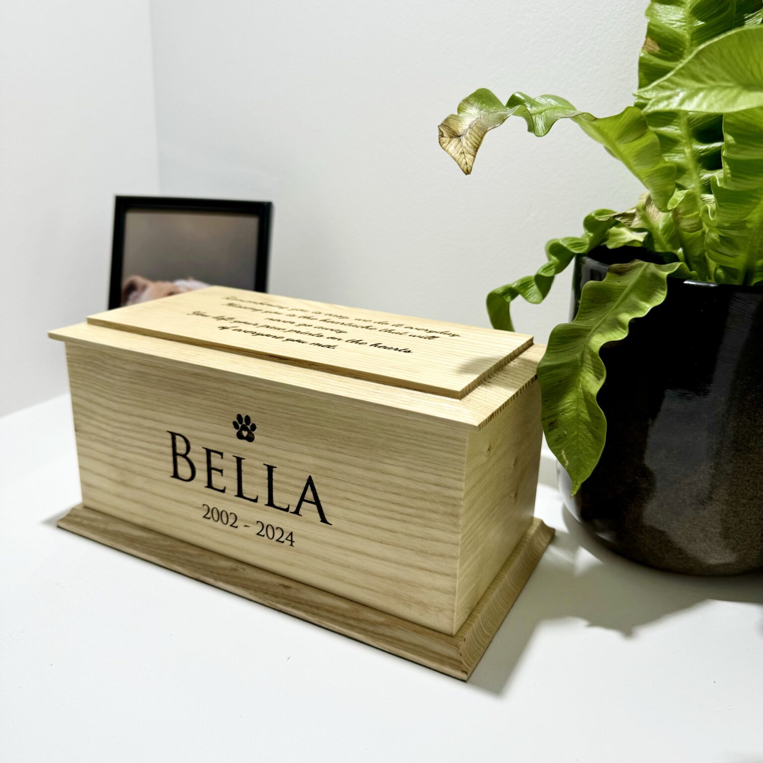 Pet Cremation Urn | Solid Oak Wooden Pet Urn | Solid Oak Pet Ashes Box ...